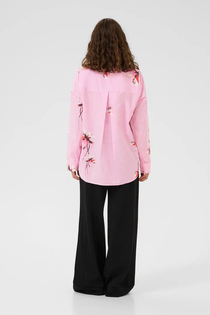 CUBrila Long Shirt - Pink Flower Stripe – Spirit Fashion UK