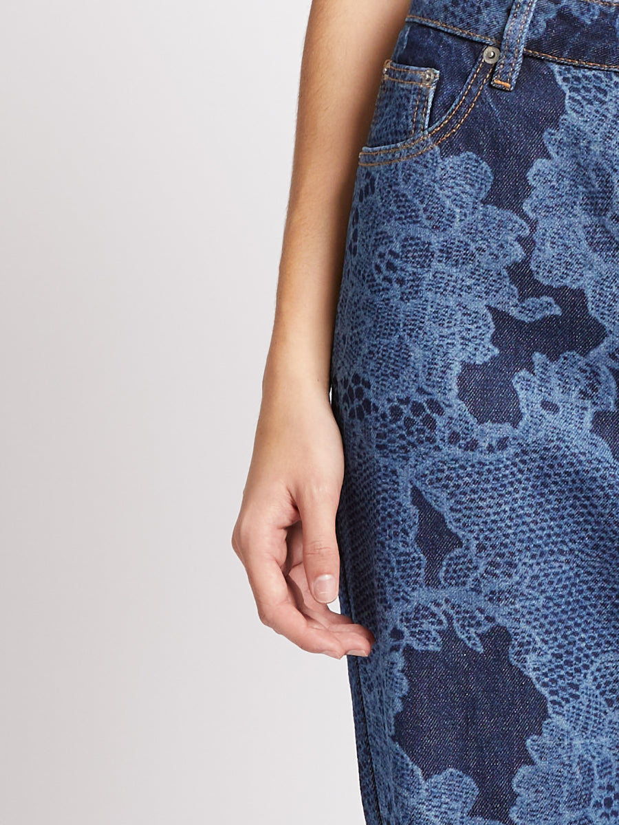Jennie Lace Print Denim Jean -Dark Indigo – Spirit Fashion UK